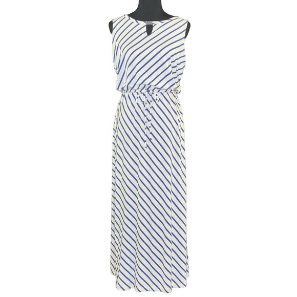 Talbots | Dresses | Talbots Petites Blouson Striped Maxi Dress | Poshmark